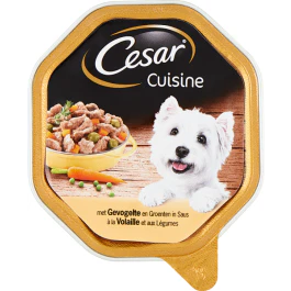 Cesar Cuisine Barquette pour Chien À La Volaille Et Légumes 150g Cesar